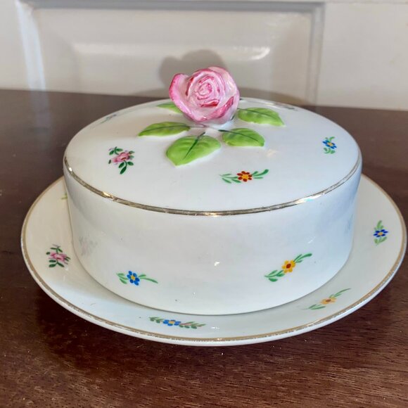Kitchen | 193s Vintage Rieber Mitterteich Bavaria Handgemalt Rosefloral ...